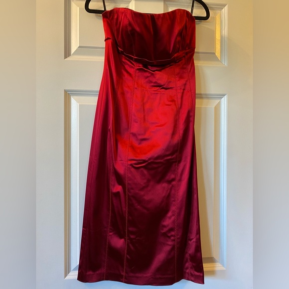 bebe | Dresses | Bebe Red Tube Top Midi Dress With Detachable Straps In ...